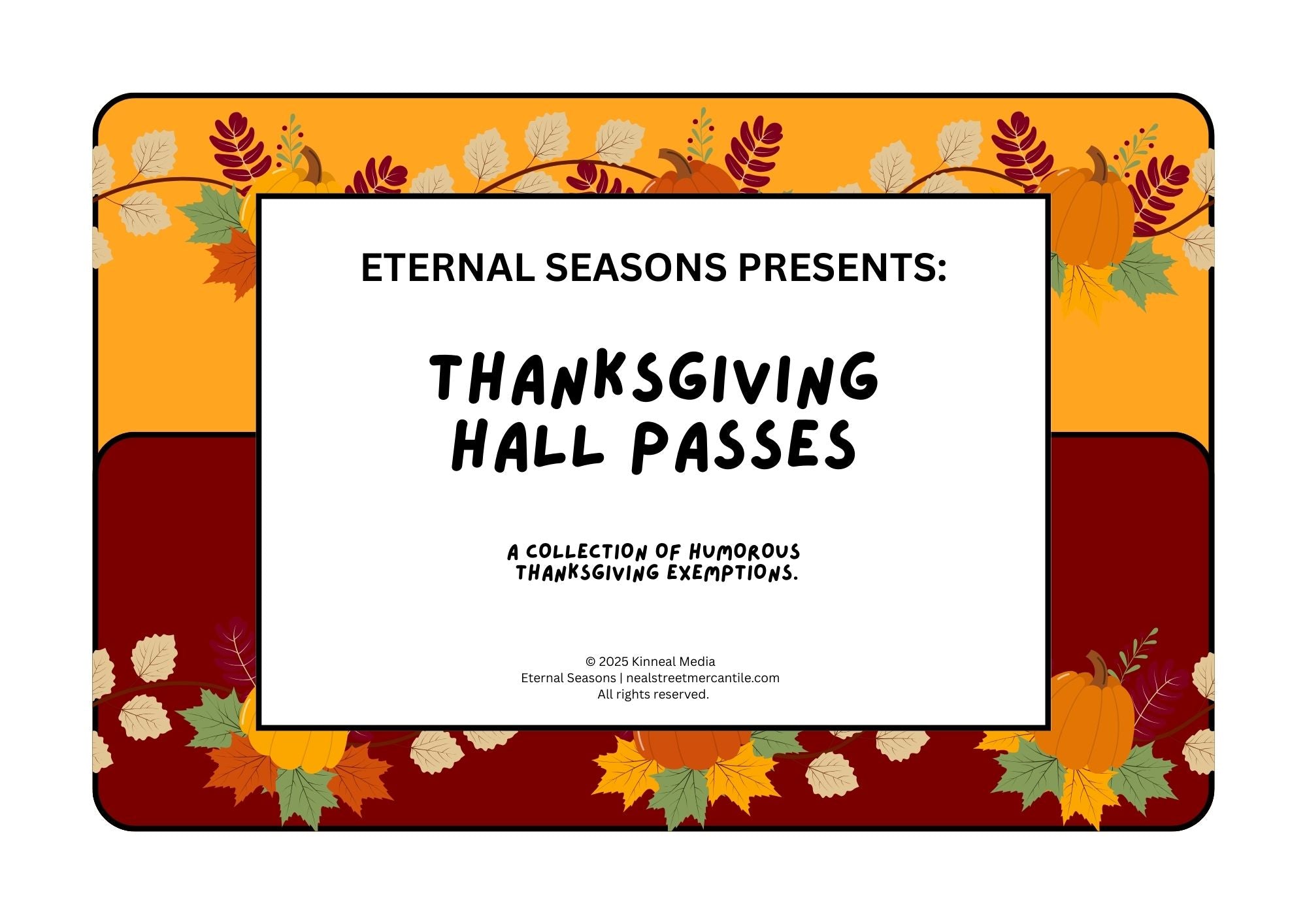 Thanksgiving Hall Passes (Free Download) – Neal Street Mercantile
